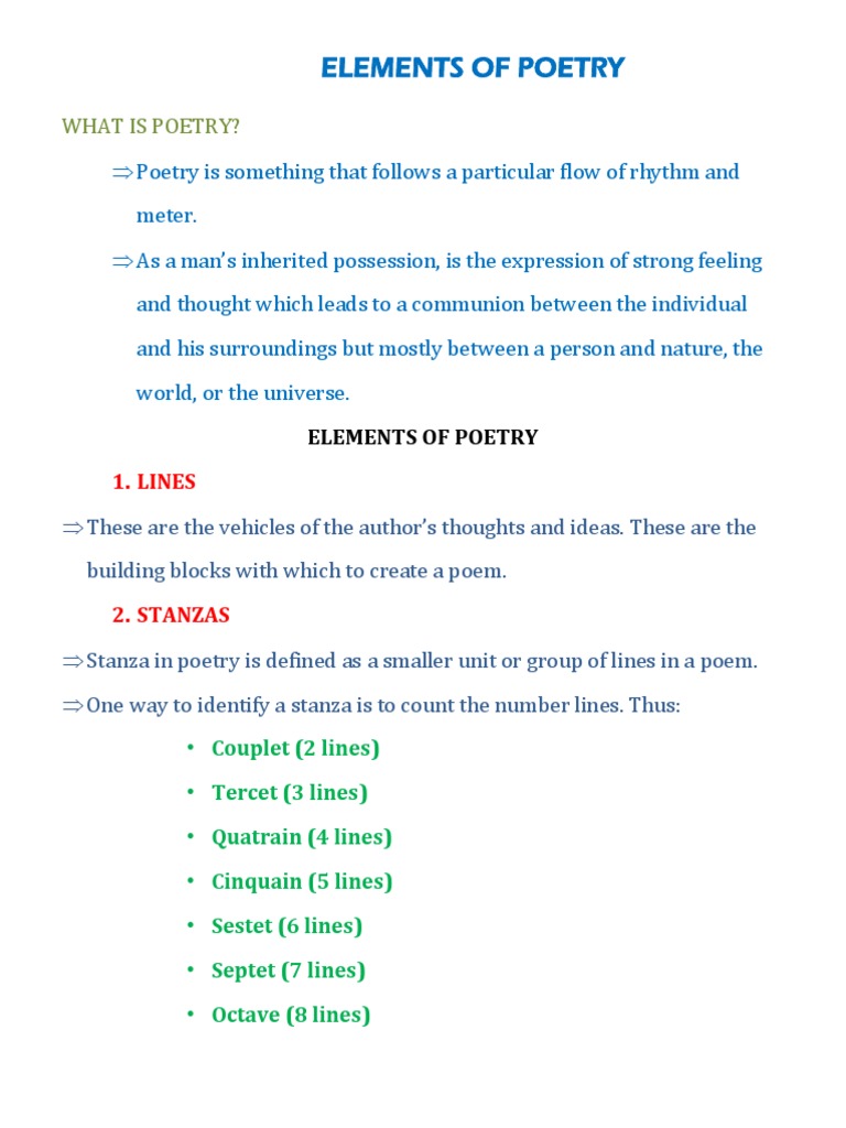 Elements of Poetry | PDF | British Poetry | Rhyme
