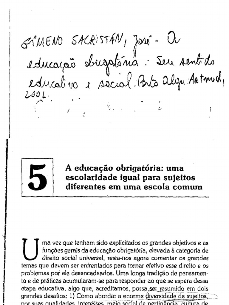 A Didática GIMENO SACRISTÁN, J. A Educação Obrigatória Uma Escolaridade ... A Didática GIMENO SACRISTÁN, J. A Educação Obrigatória Uma Escolaridade ...