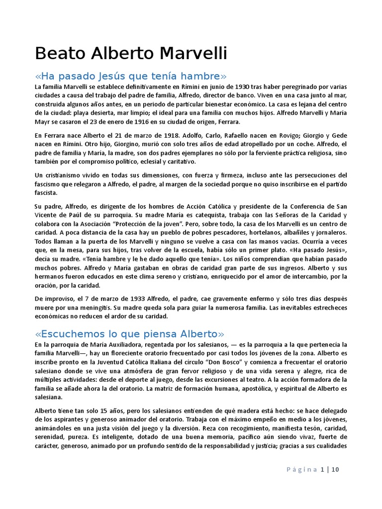 Beato Alberto Marvelli | PDF | eucaristía | Penitencia