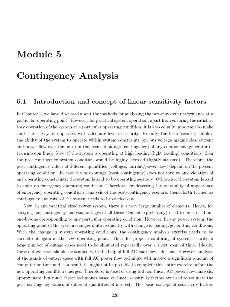 Contingency Analysis PDF | PDF | Electric Power System | Sensitivity ...