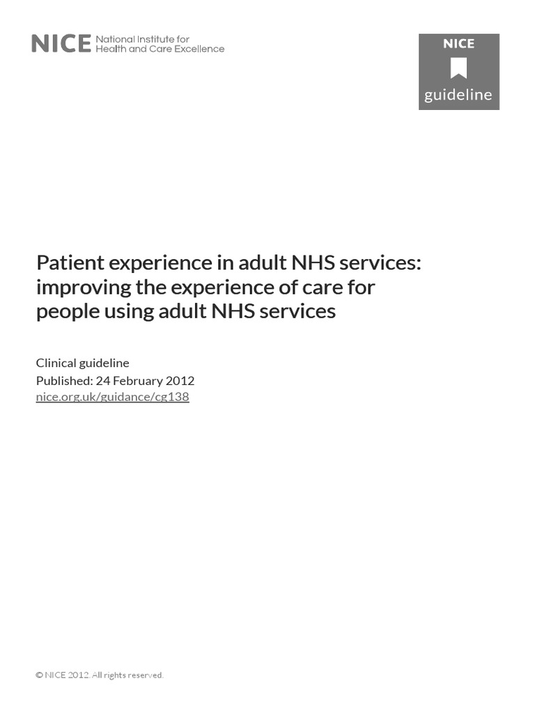 NICE Guidelines | PDF | National Health Service | Health Care