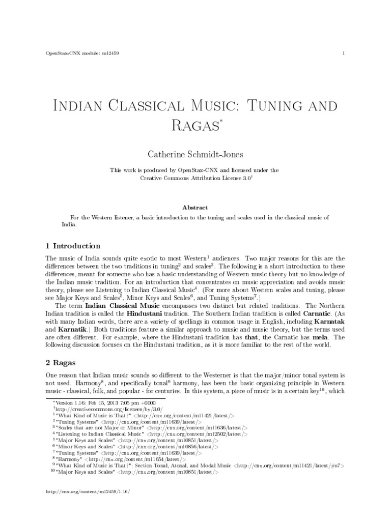 Indian Classical Music: Tuning & Ragas | PDF | Interval (Music) | Scale ...