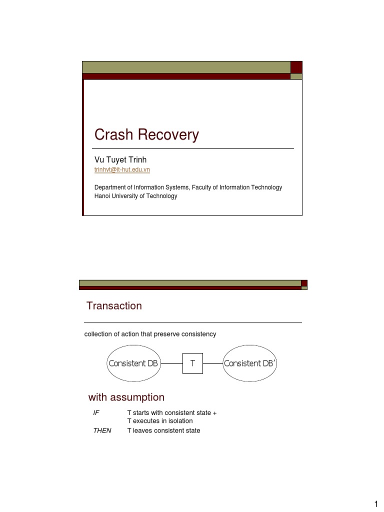 Crash Recovery: Transaction | PDF | Database Transaction | Computer Data Storage