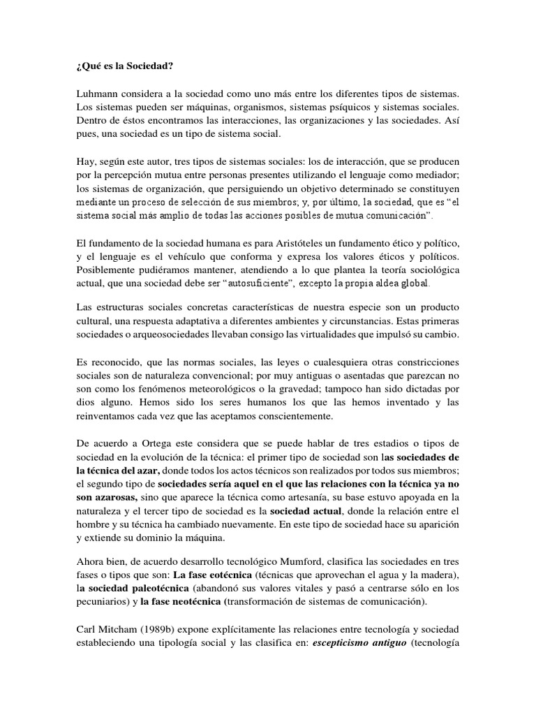 Qué Es La Sociedad | PDF | Sociedad | Evolución