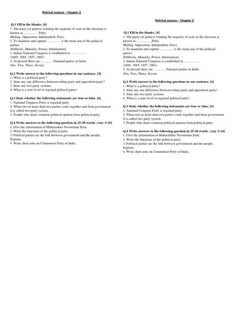 Political Science - Chapter 2 | PDF | Elections | Government