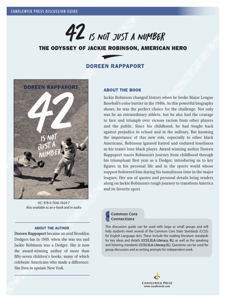 42 Is Not Just a Number by Doreen Rappaport Discussion Guide | Jackie ...