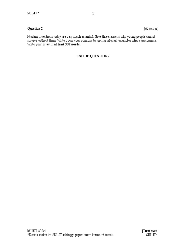 Muet Writing Test Question 2 | PDF