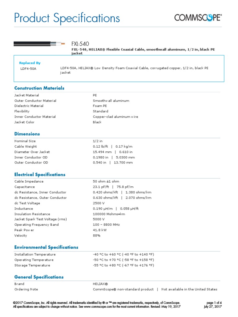 FXL 540 | PDF | Coaxial Cable | Manufactured Goods