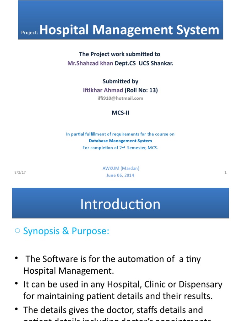 Hospital Management System Database | PDF | Databases | Hospital