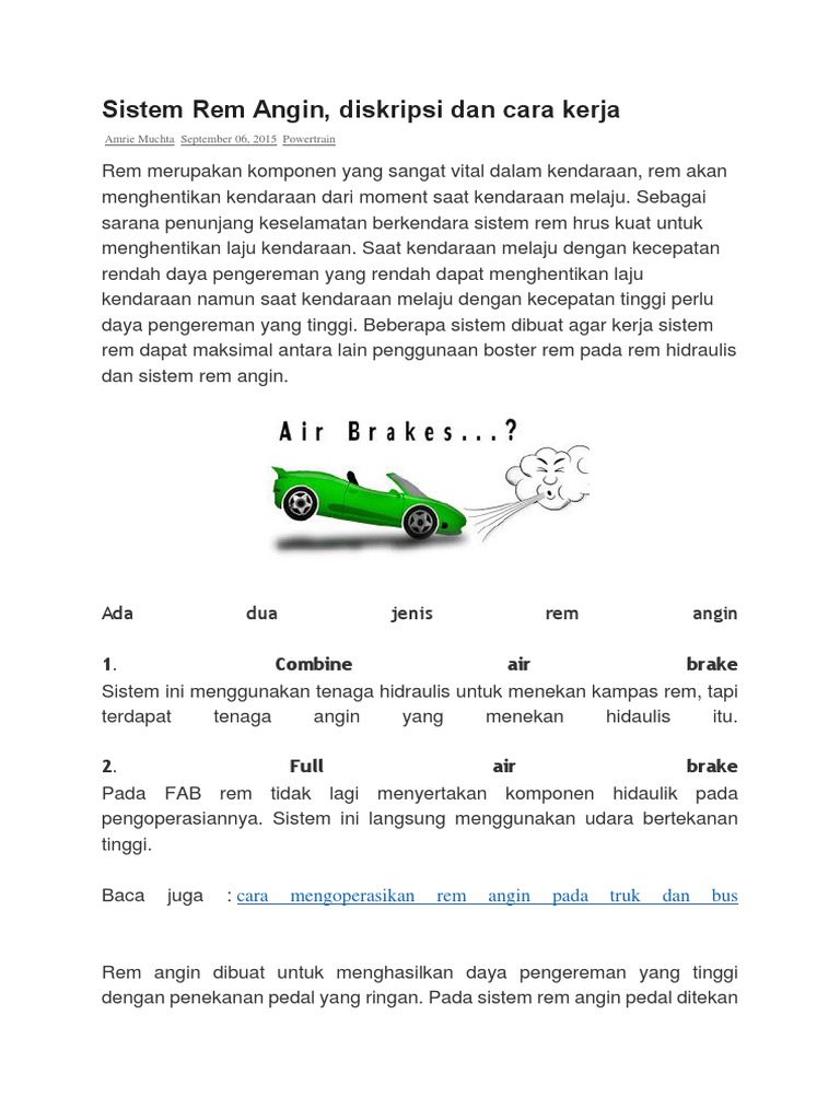 Sistem Rem Angin | PDF