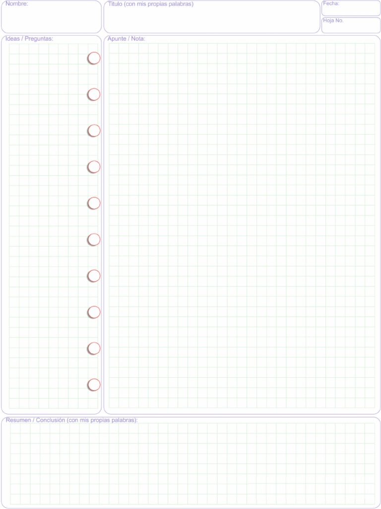 Plantilla Metodo Cornell | PDF