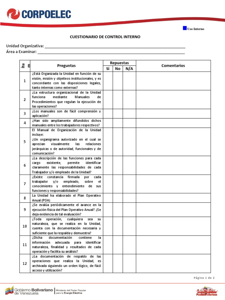 Plantilla Control Interno | Informática y tecnología de la información ...