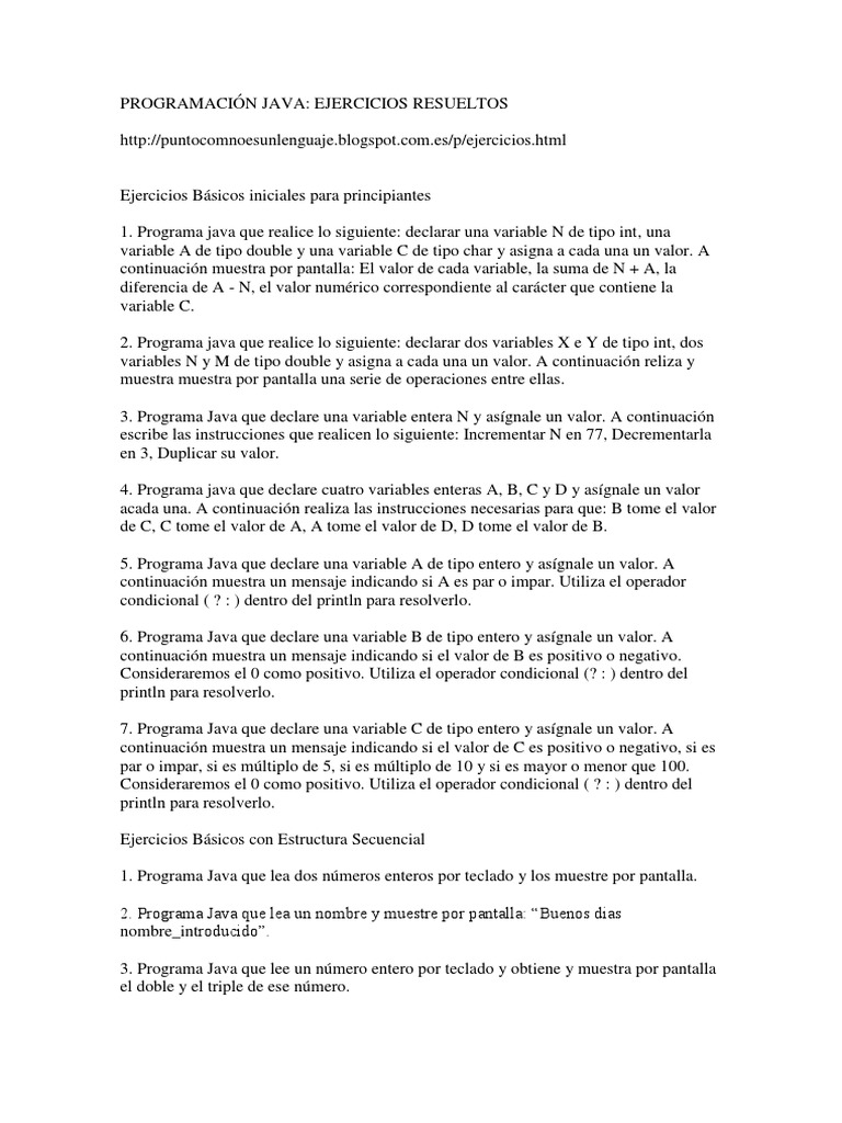 Programación Java | PDF | Java (lenguaje de programación) | Entero