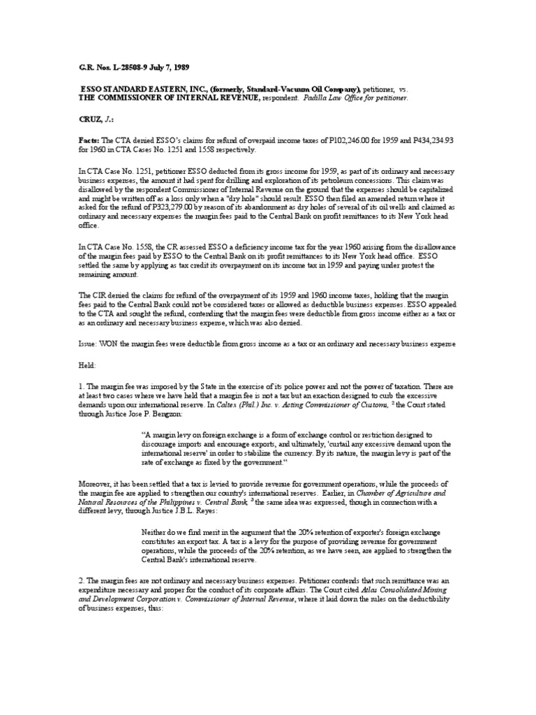 Esso Standard V CIR | Download Free PDF | Expense | Tax Deduction