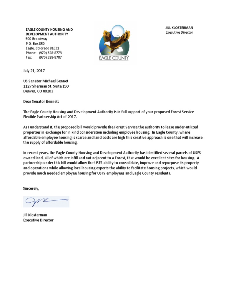 Letter of Support - Eagle Housing Development | PDF