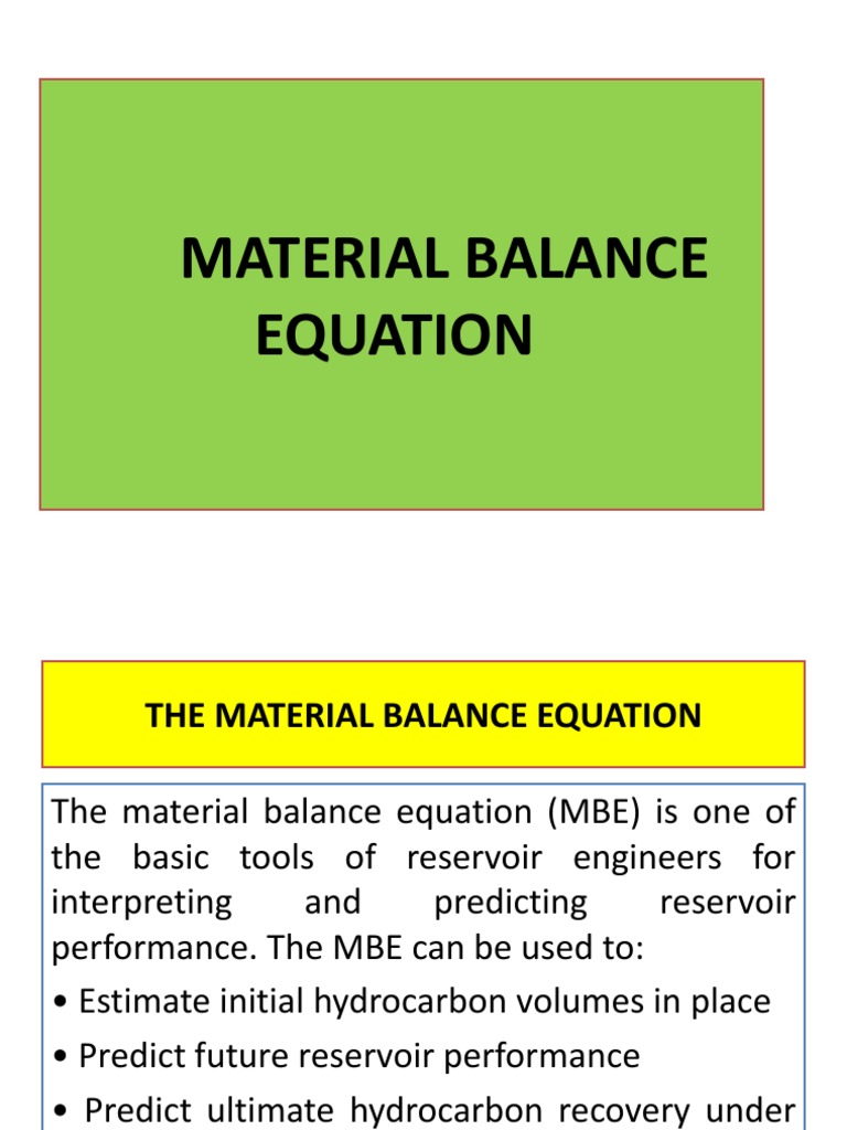 Derivation of The General Material Balance Equation | Barrel (Unit ...