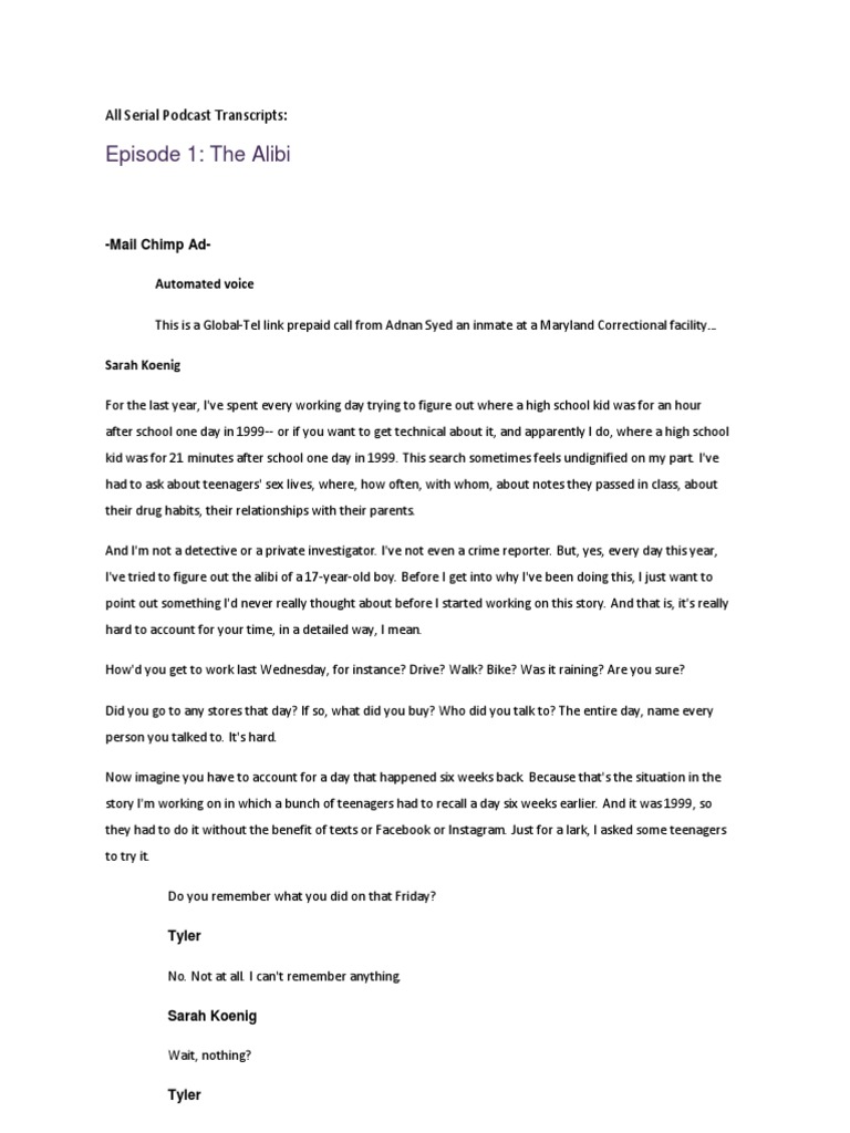 All Serial Podcast Transcripts PDF | PDF | Crime Thriller | Prosecution