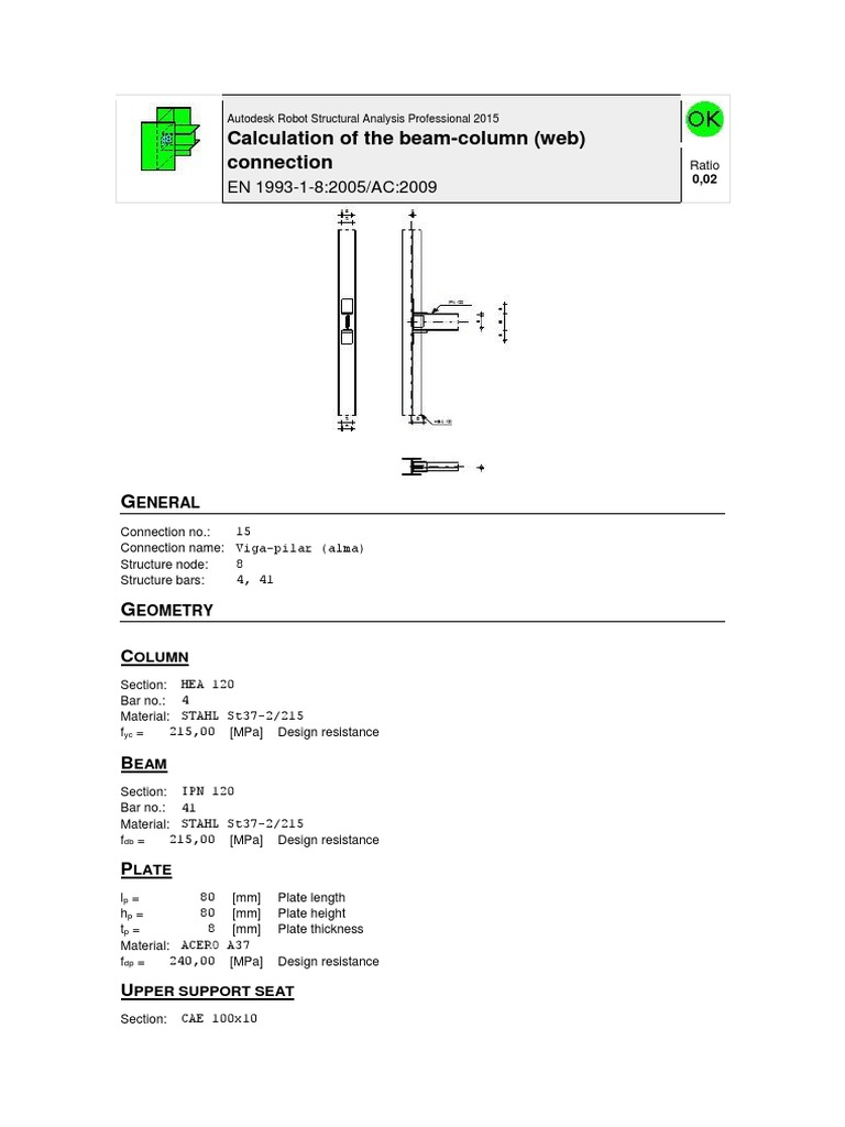 Calculation of The Beam-Column (Web) Connection: EN 1993-1-8:2005/AC ...