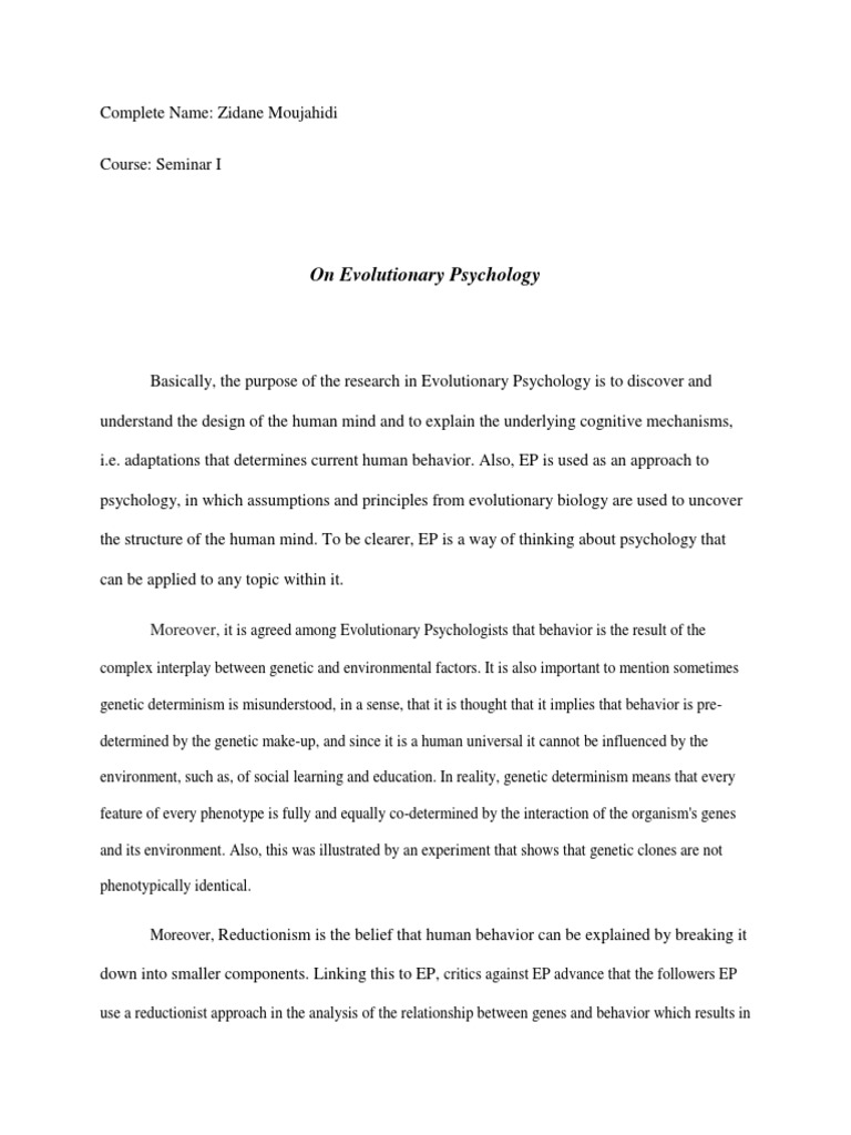 On Evolutionary Psychology | PDF | Reductionism | Genetics