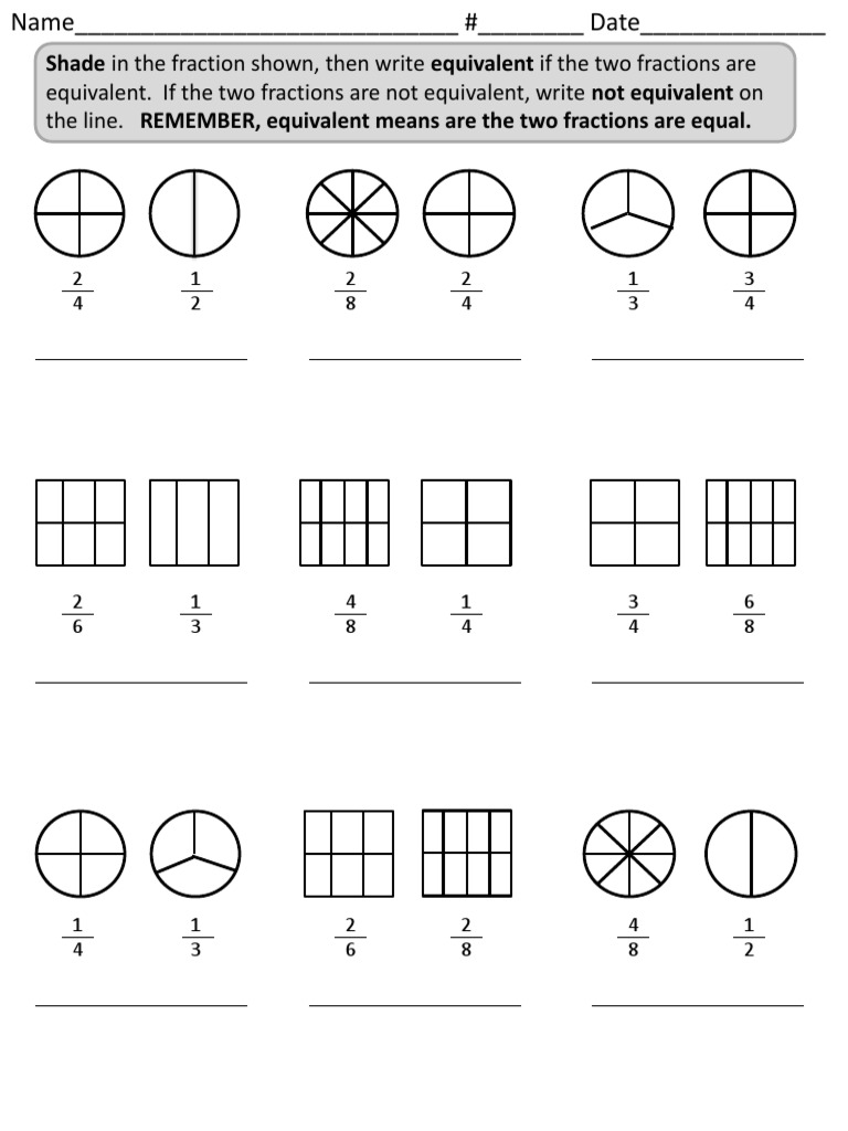 Equivalent. If The Two Fractions Are Not Equivalent, Write Not ...