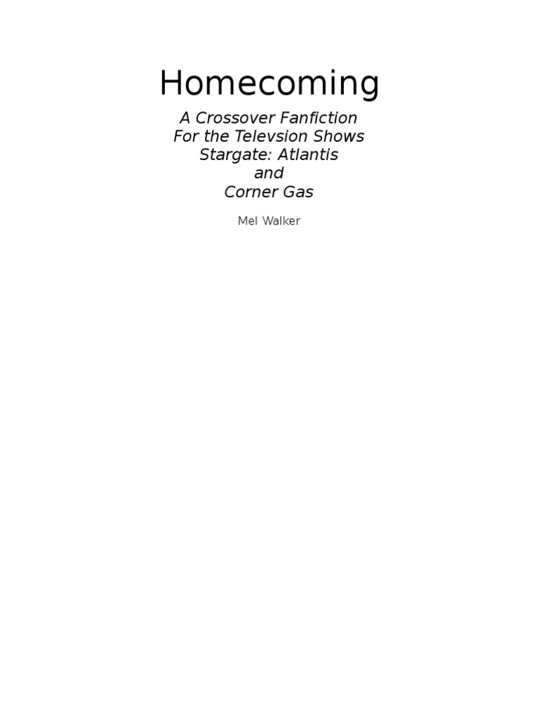 Homecoming: Stargate-Atlantis / Corner Gas Crossover Fanfic | PDF ...