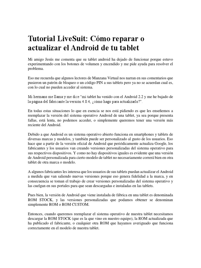 Tutorial LiveSuit Cómo Reparar o Actualizar El Android de Tu Tablet ...