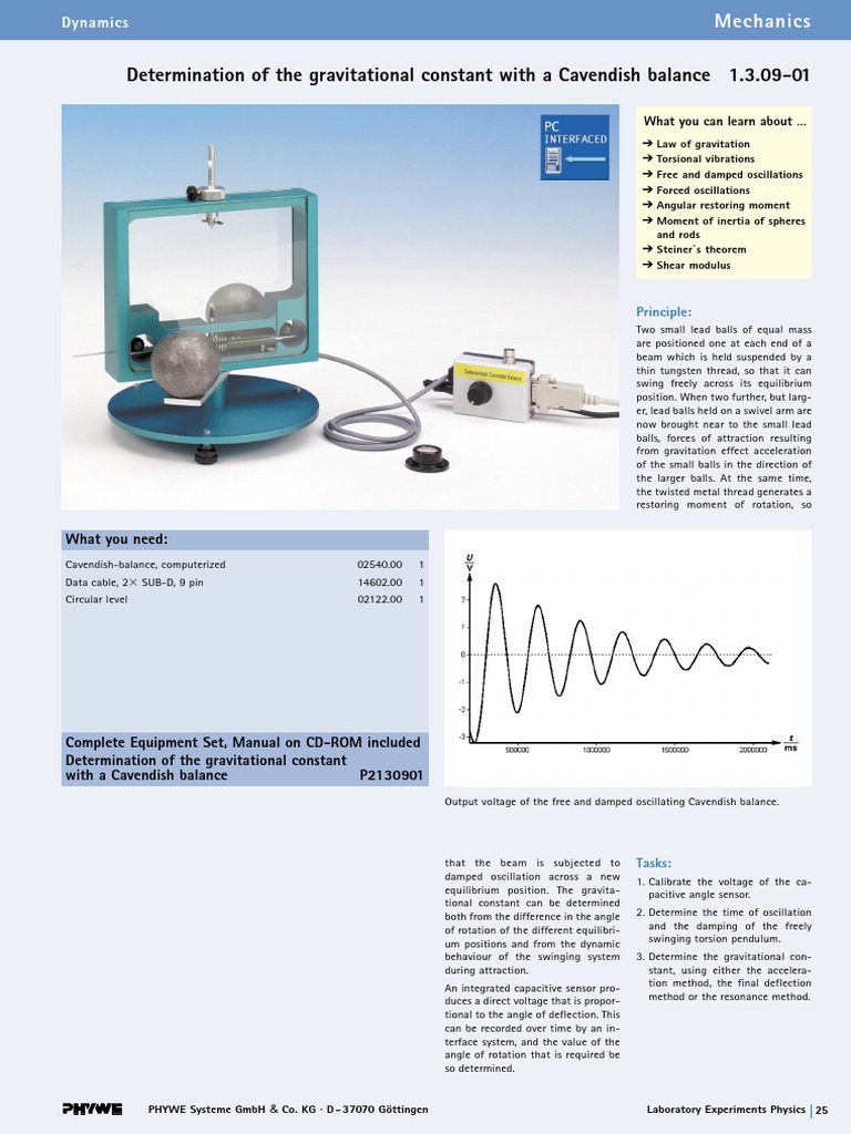 Determination of The Gravitational Constant With A Cavendish Balance ...