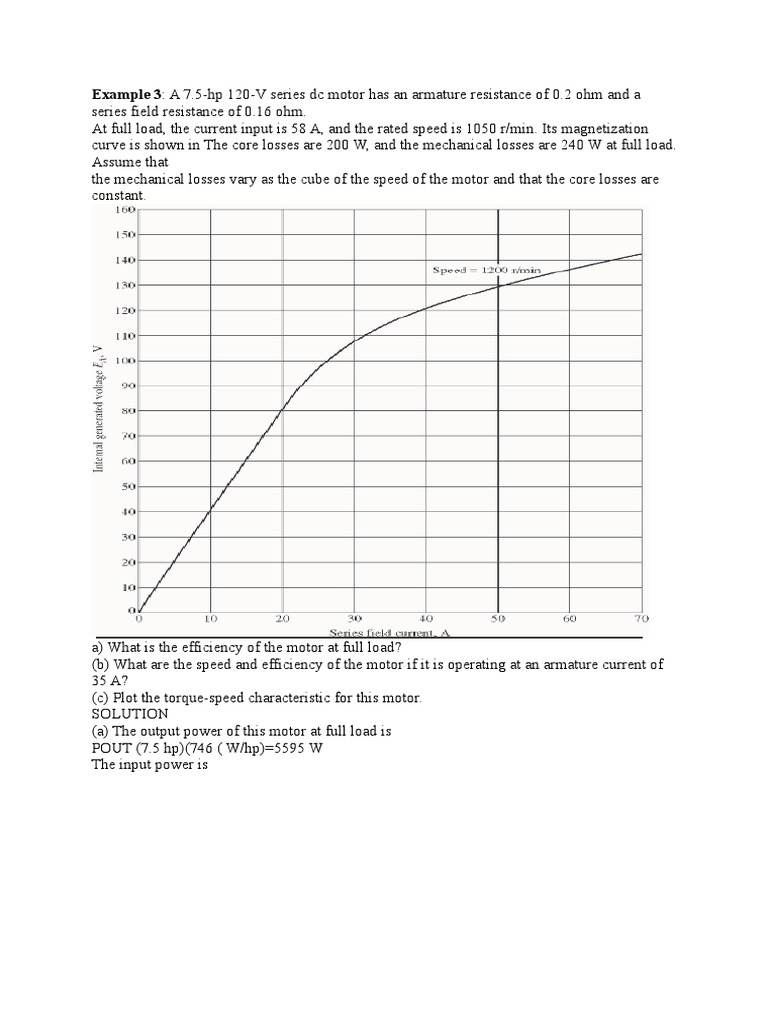 Series DC Motor Efficiency Analysis | PDF