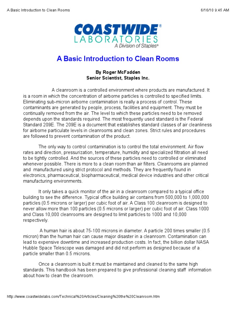 A Basic Introduction To Clean Rooms PDF | PDF