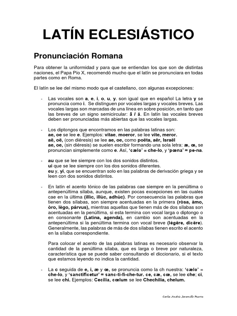 Latín Eclesiástico | PDF | Vocal | latín
