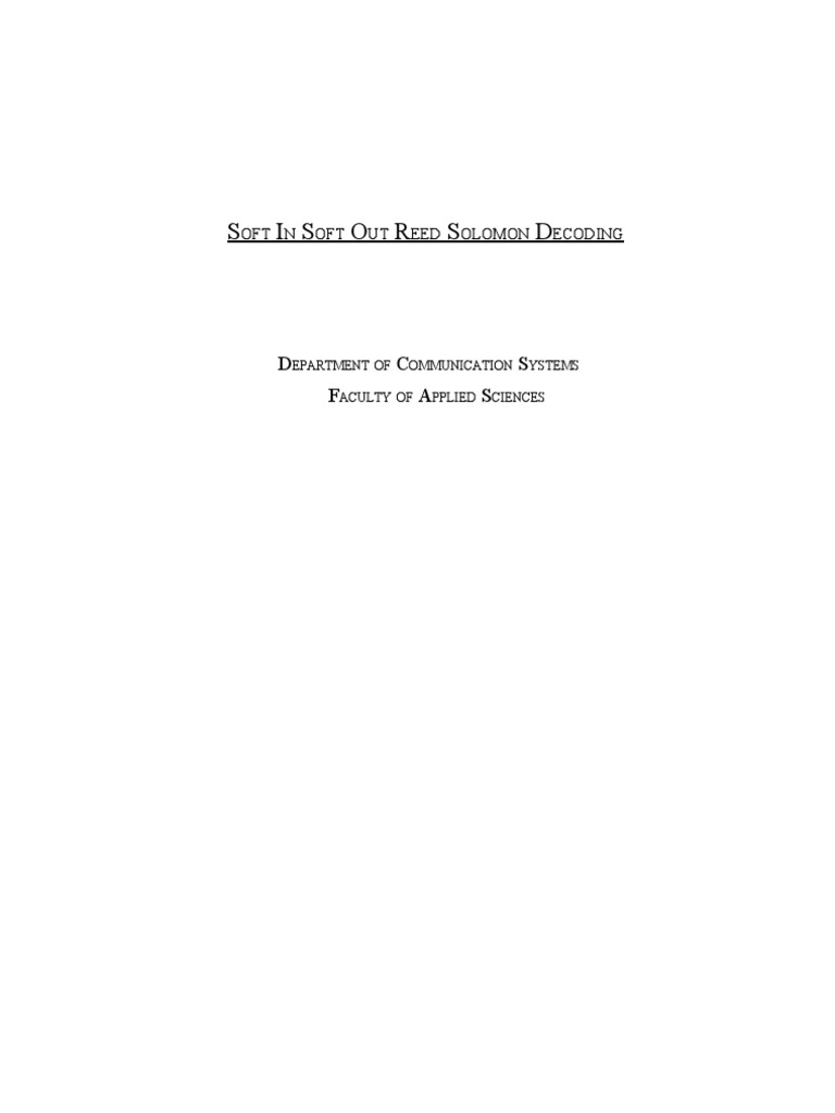 Error Coding Reed Solomon Error Detection And Correction Field