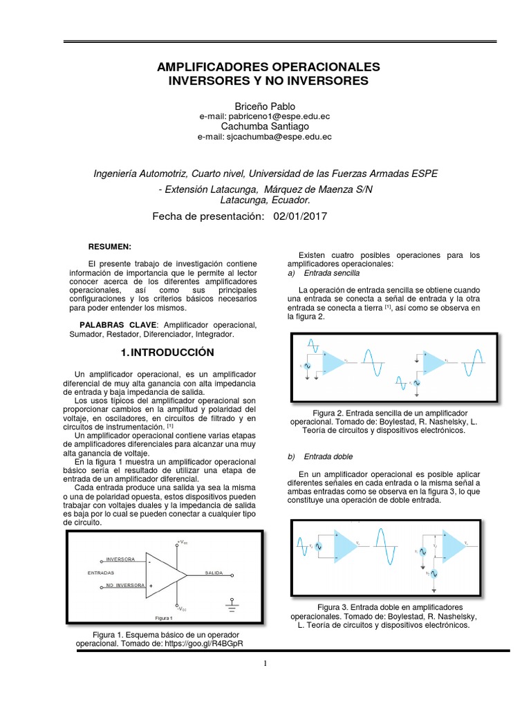Circuitos Operacionales | PDF | Amplificador operacional | Electrónica