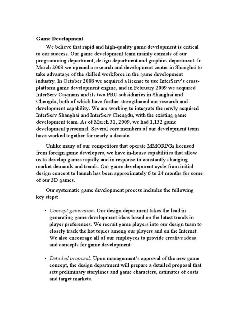 Game Development Plan | PDF | Software Testing | Software Release Life ...
