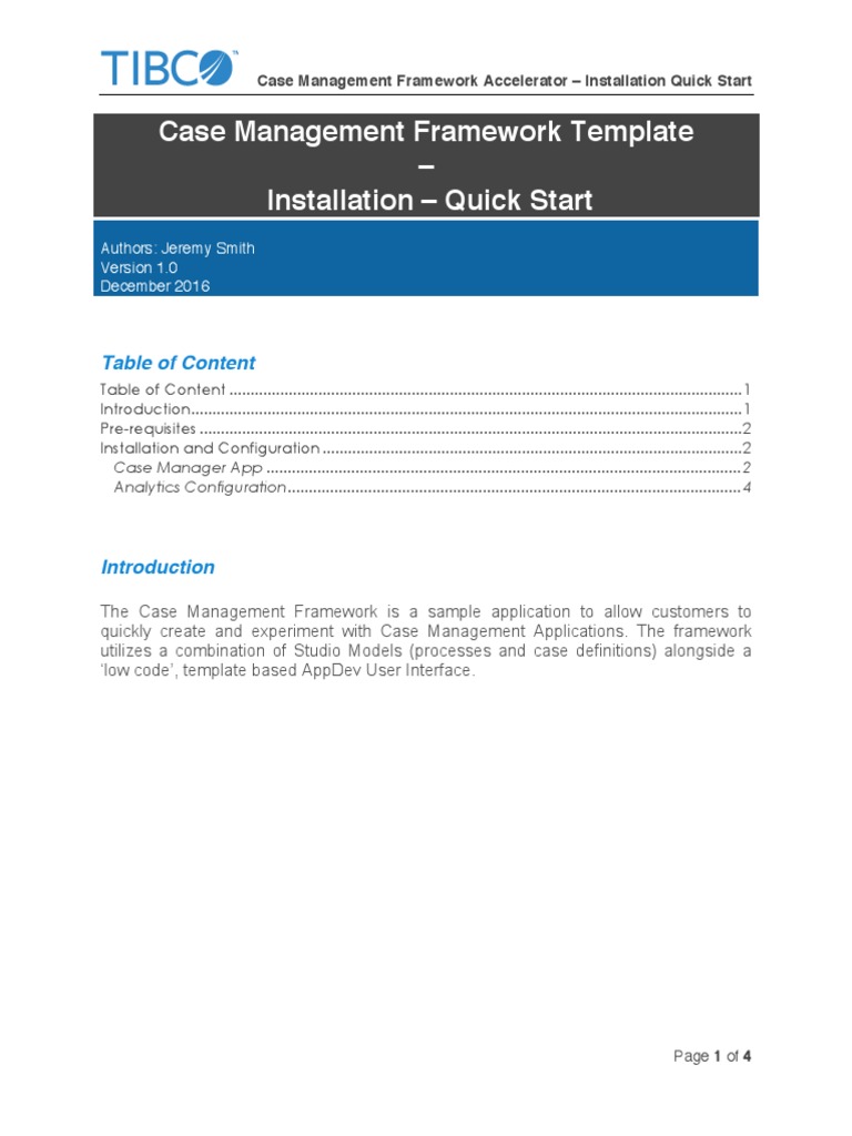 Case Management Framework Quick Start Guide | PDF | Installation ...