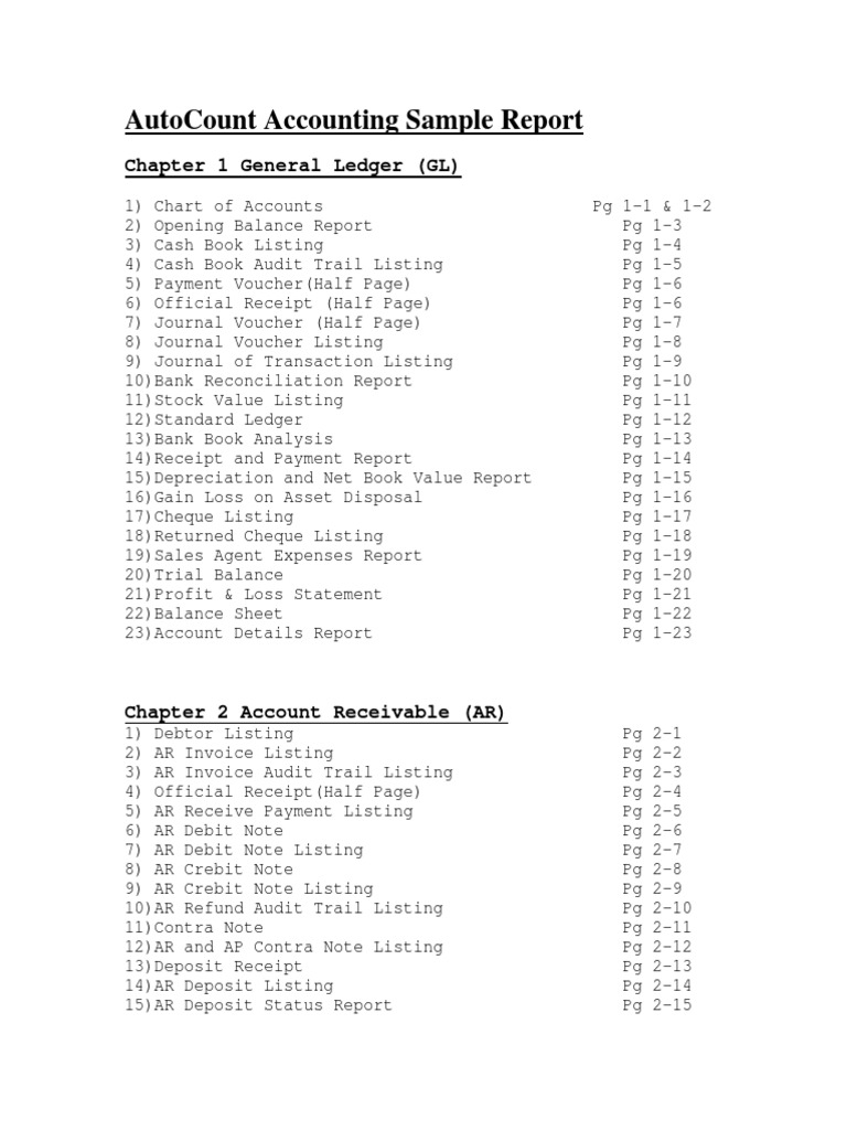 AutoCount Accounting Sample Report | Debits And Credits | Bookkeeping