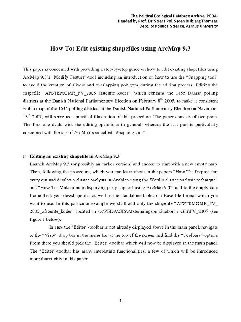 ArcMap 9.3 Shapefile Editing Guide | PDF | Geographic Information ...