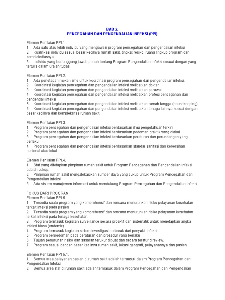 Elemen Penilaian Pokja PPI | PDF