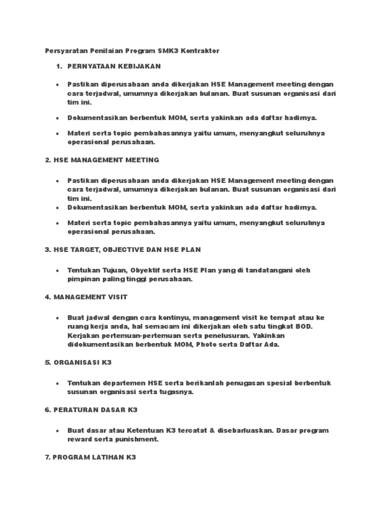 Contoh Program K3 untuk Perusahaan | PDF