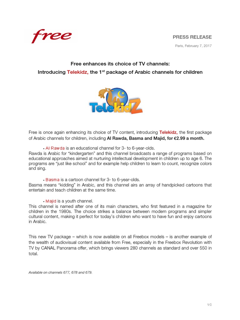 Free Enhances Its Choice of TV Channels: Introducing The 1 Package of ...