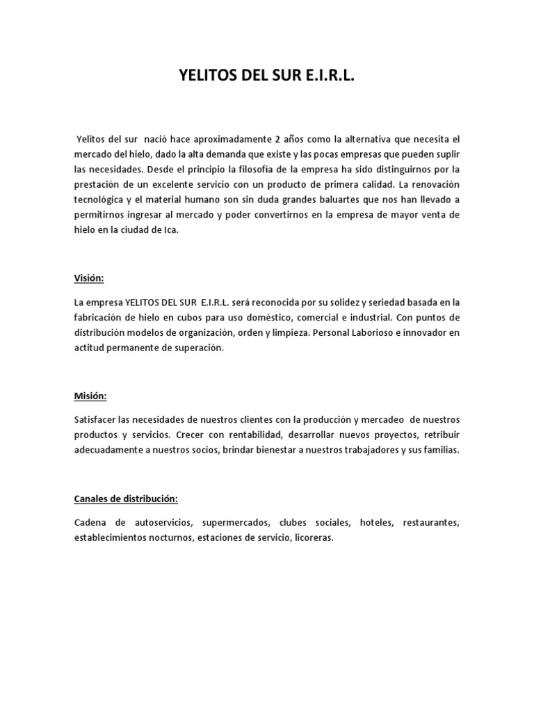 Yelitos Del Sur Eirl | PDF