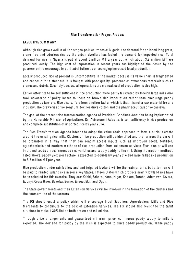 Current Rice Proposal.pdf | Rice | Public–Private Partnership