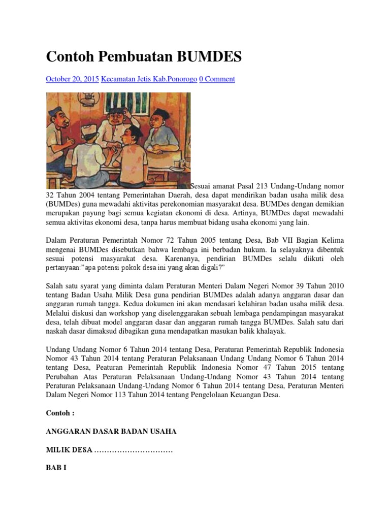 Contoh Pembuatan BUMDES | PDF