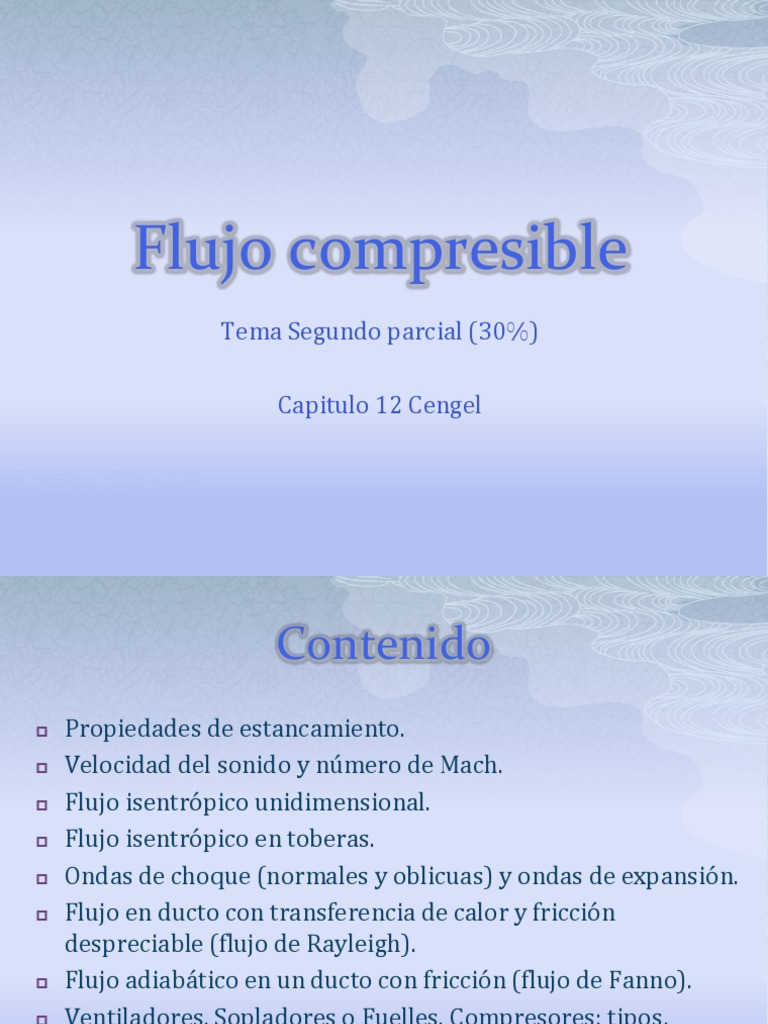 Clase 11. Flujo Compresible | PDF | Boquilla | Flujo compresible
