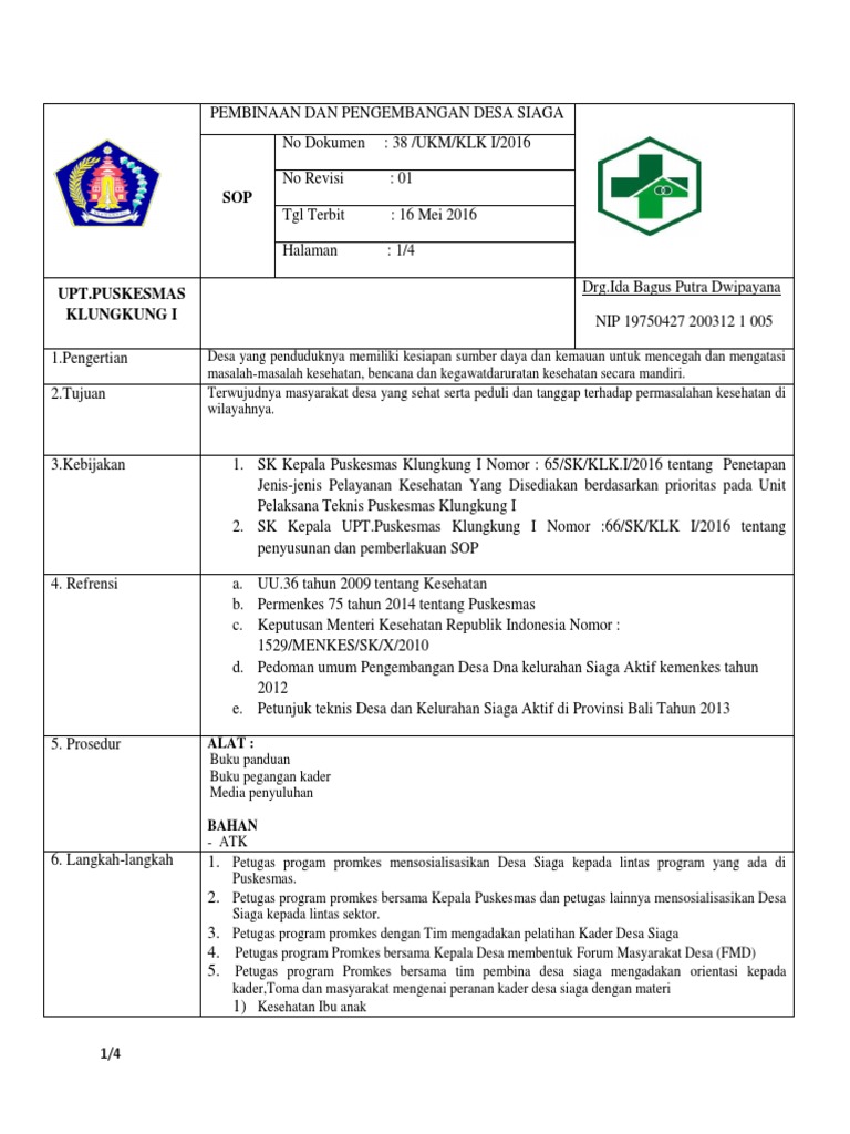 Sop Desa Siaga | PDF