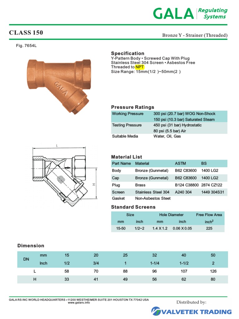 1 Gala Bronze Y-Strainer Fig 7654 SM | PDF