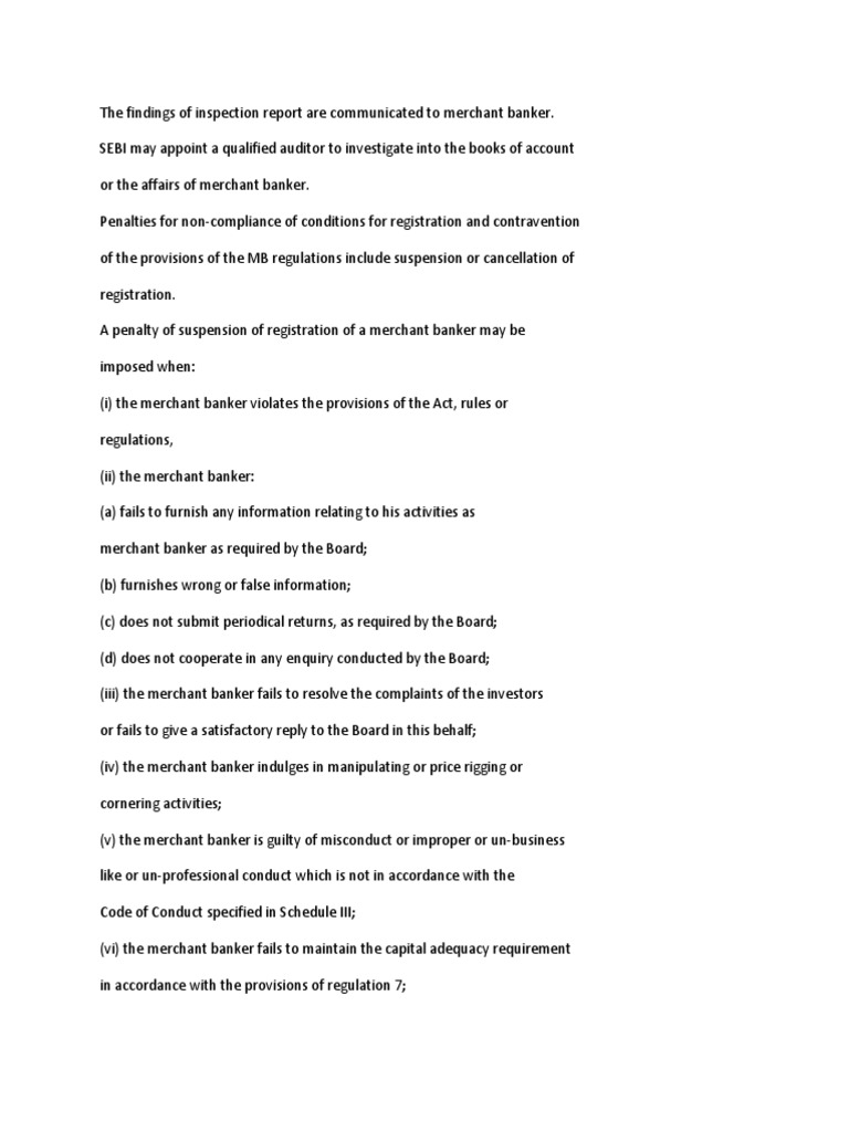 Merchant Banker Compliance Penalties Guide | PDF