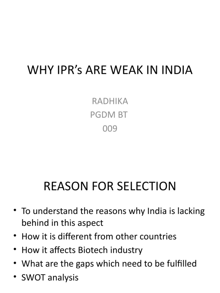 WHY IPR's ARE WEAK IN INDIA | PDF | Intellectual Property ...