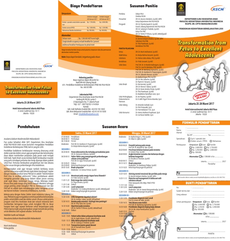 Simposium Kesehatan Anak 2017: Biaya & Panitia | PDF