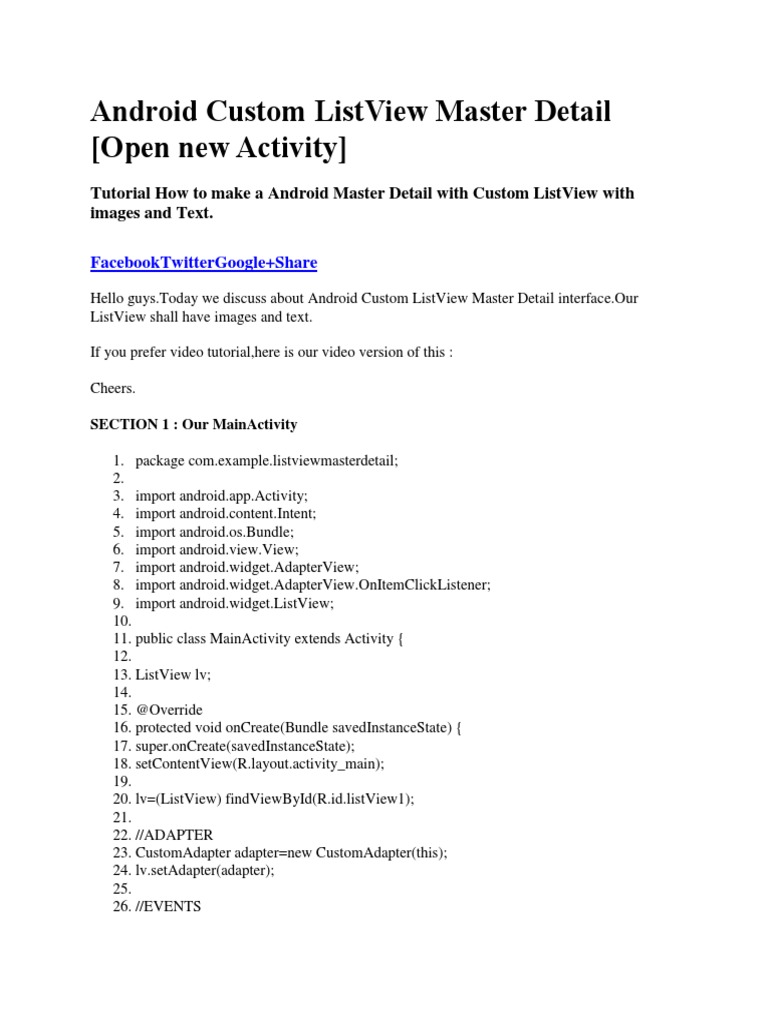 Android Custom ListView Master Detail (Open New Activity) | PDF | Thin Clients | Application ...