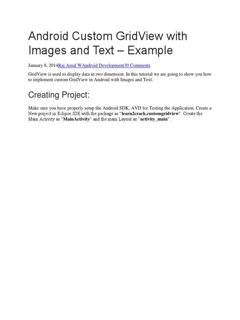 Android Custom GridView With Images and Text | PDF | Android (Operating ...